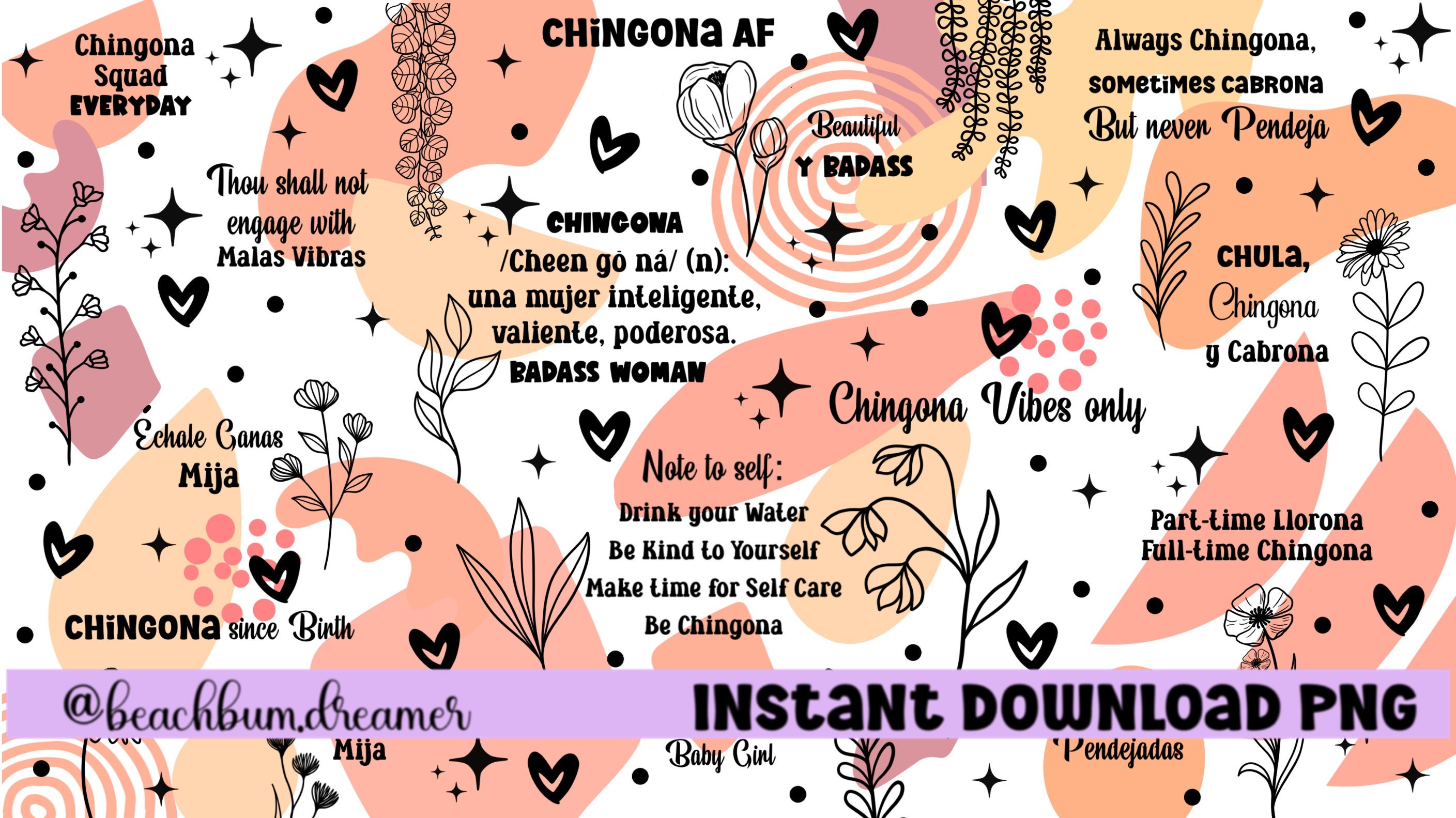 16 Oz Glass Wrap Chingona Affirmations Chingona PNG - Etsy