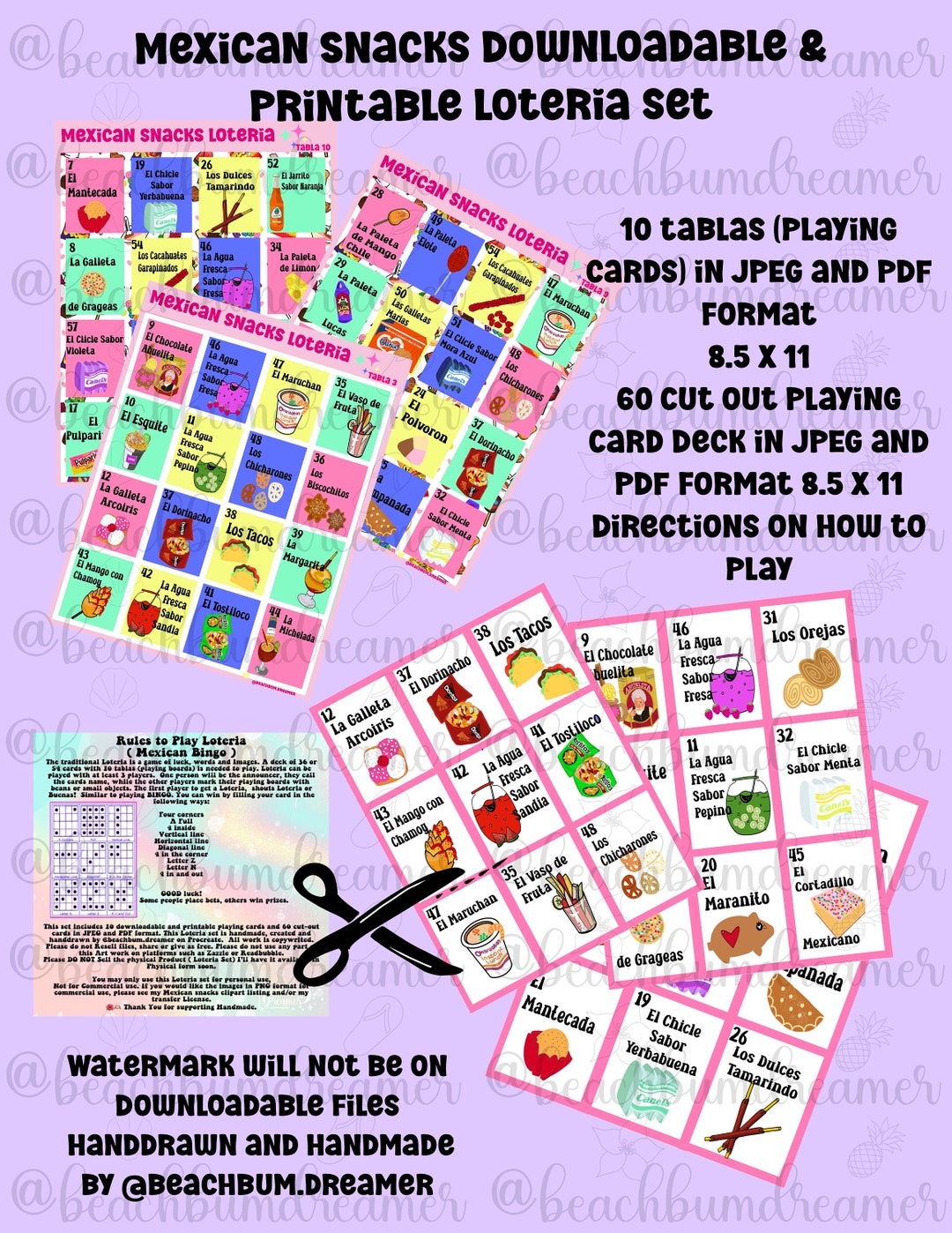 Mexican Snacks Loteria Set Digital File Downloadable and Printable File ...