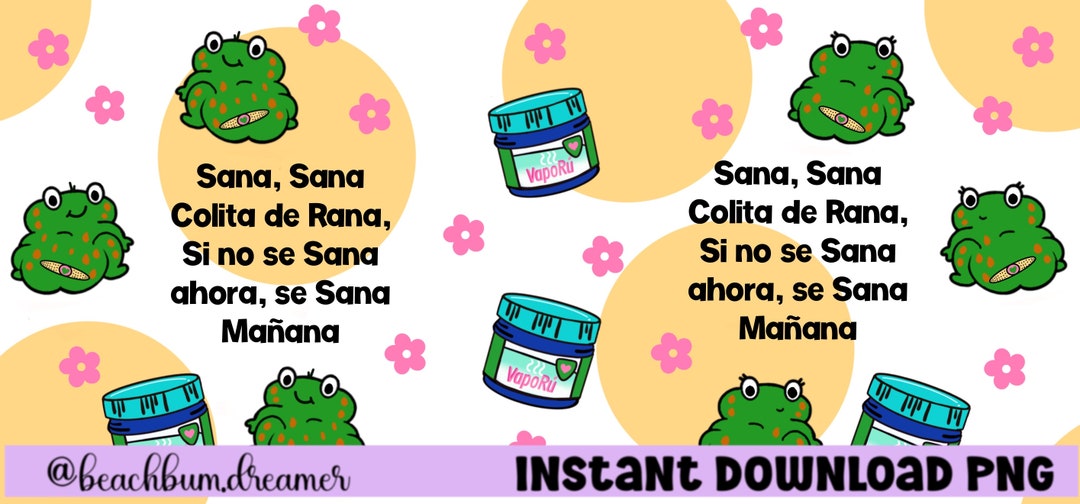 Sana Sana Colita, Glass Wrap PNG, Cute Frog With Bandaid, Sublimation ...