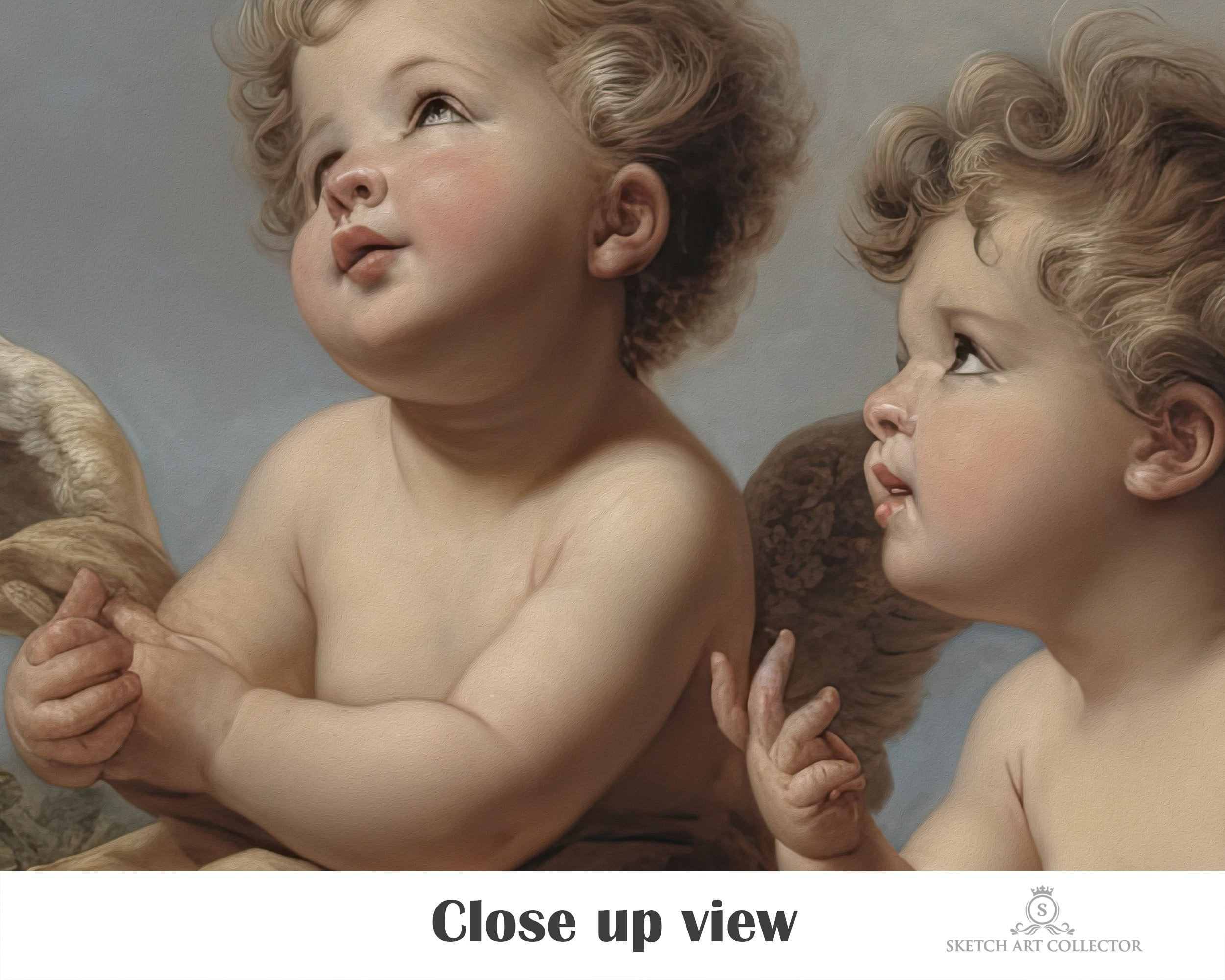 2 Cherubs Art Print - Cupid Prints - Religious Home Decor Angels Illustration - Baroque Art ...