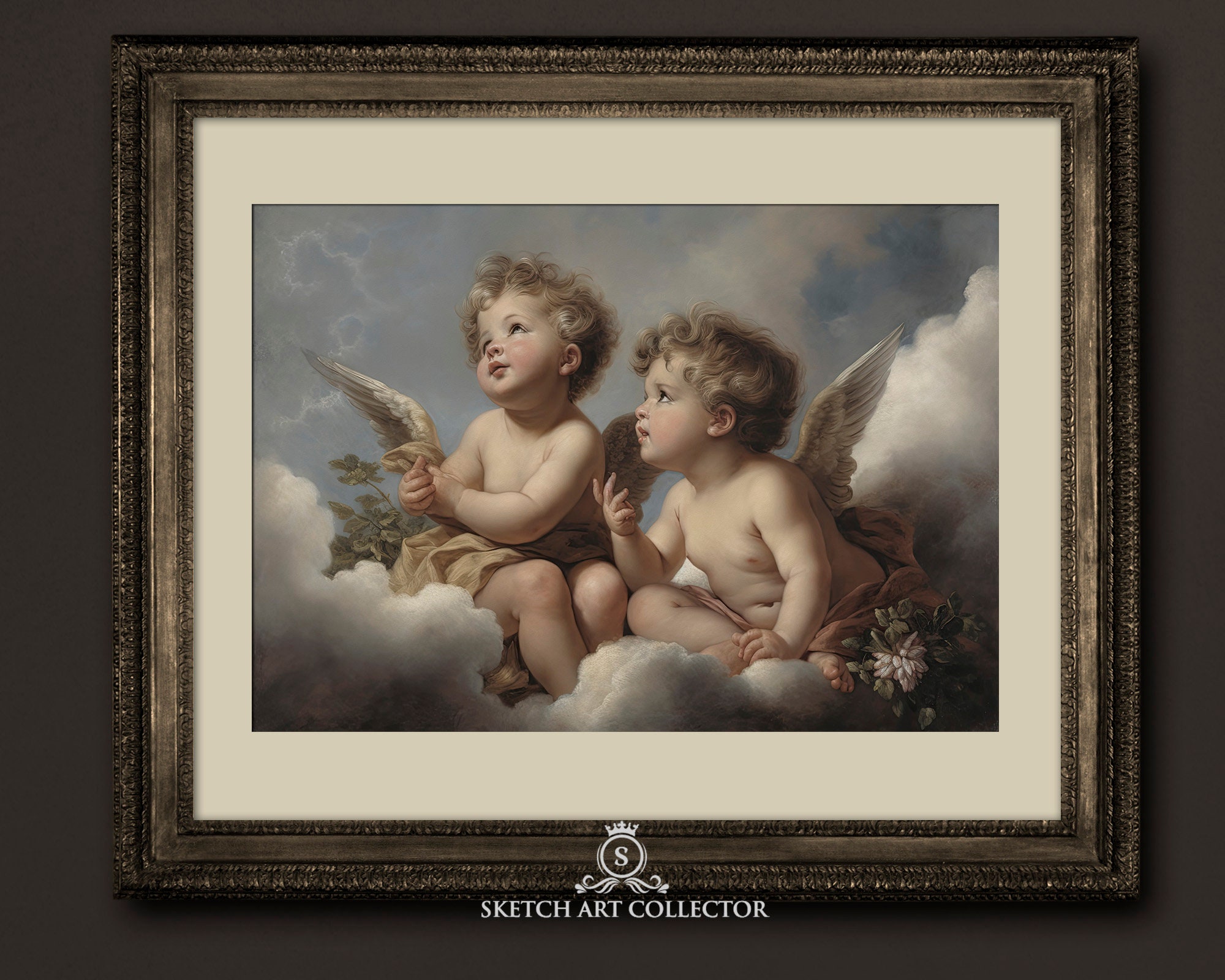 2 Cherubs Art Print - Cupid Prints - Religious Home Decor Angels ...