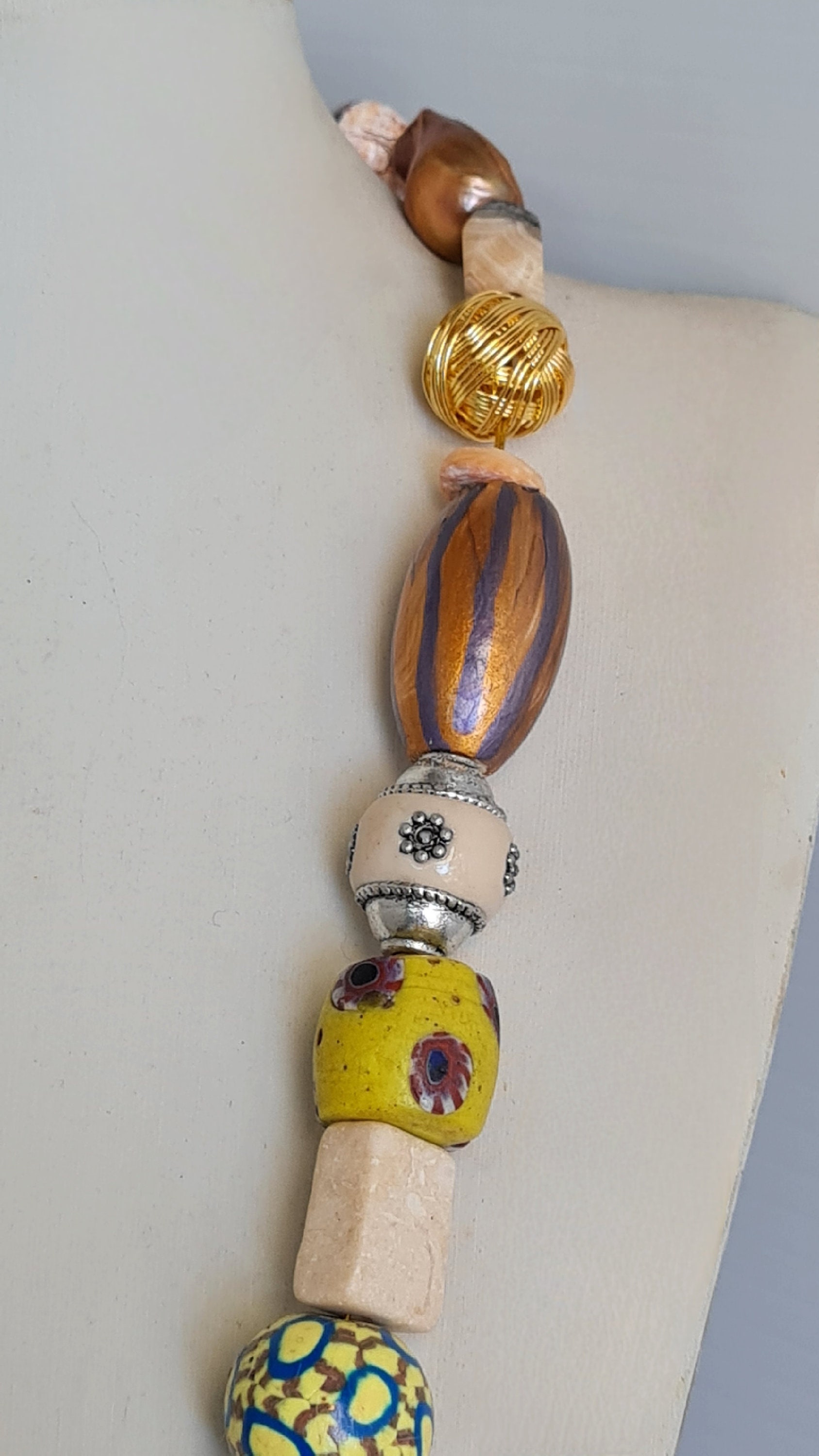 Unique Soft Brown Stone Slice Pendant Necklace - Etsy