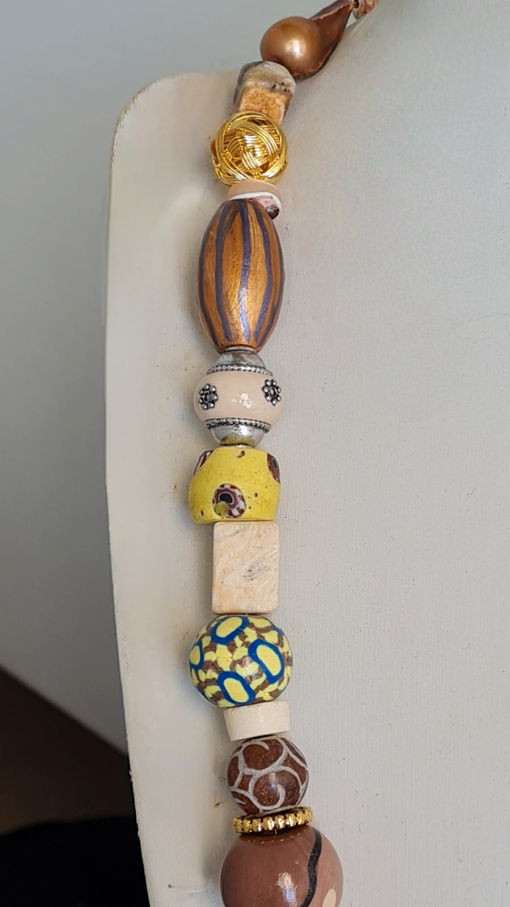 Unique Soft Brown Stone Slice Pendant Necklace - Etsy