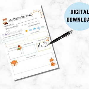 Kids Daily Journal Printable, Daily Journal for Kids, Daily Planner for ...