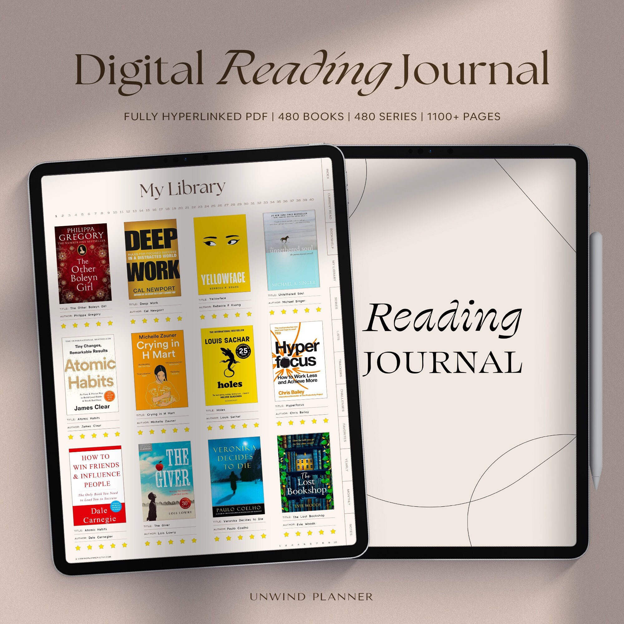 Digital Reading Journal, Book Review, Reading Log, Goodnotes Reading ...