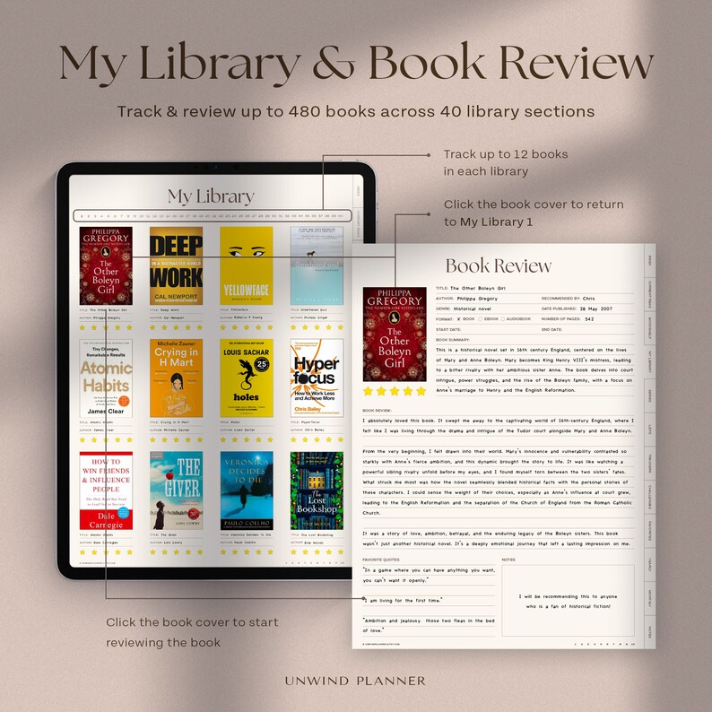 Digital Reading Journal, Book Review, Reading Log, Goodnotes Reading ...