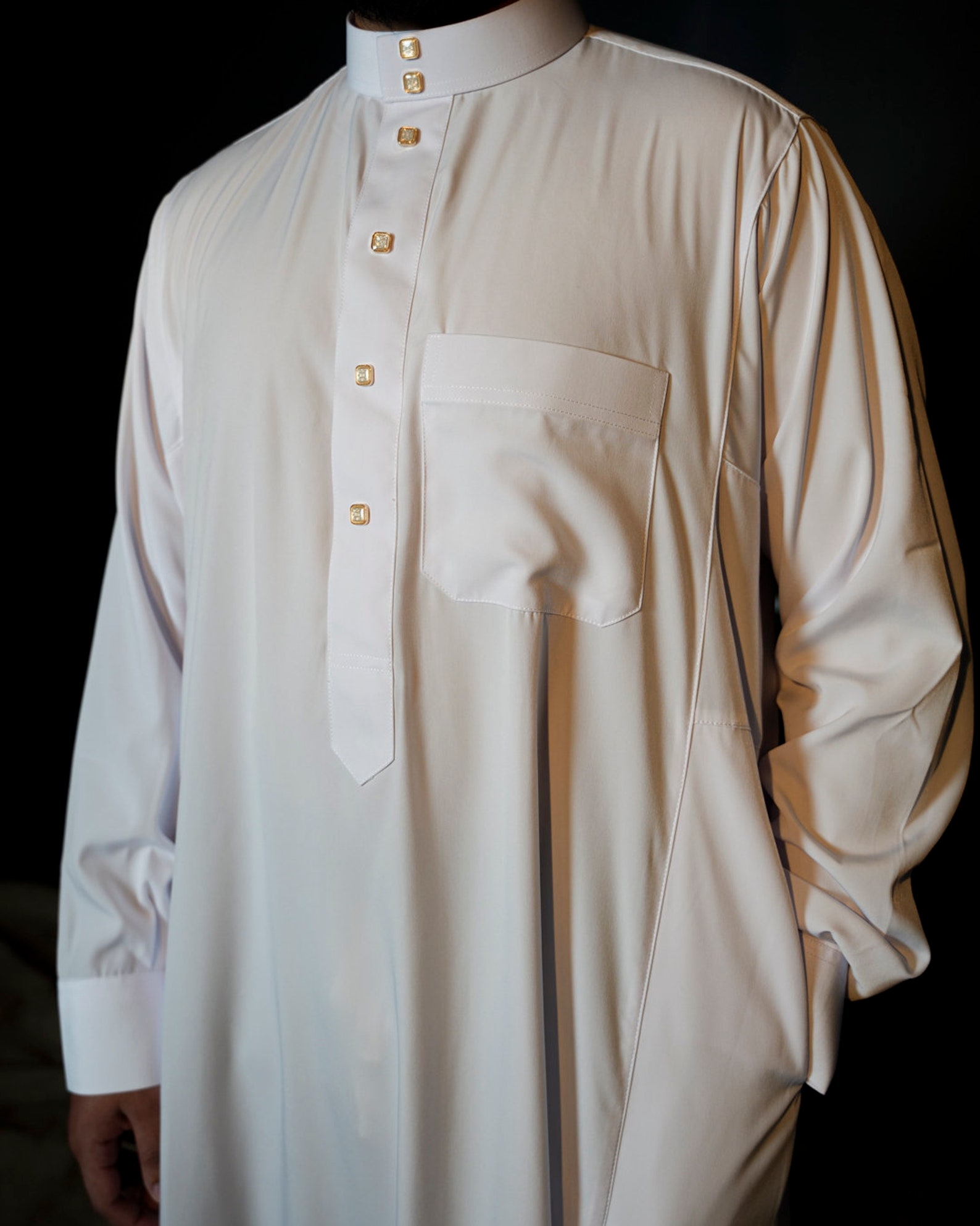 Muslim WHITE Thobe Long Sleeve SAUDI ARABIA Style - Etsy