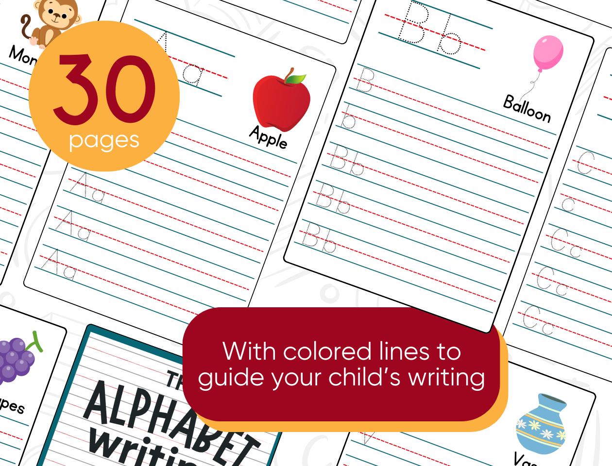 Alphabet Writing Book Kids Printable Writing Alphabet Practice Writing ...