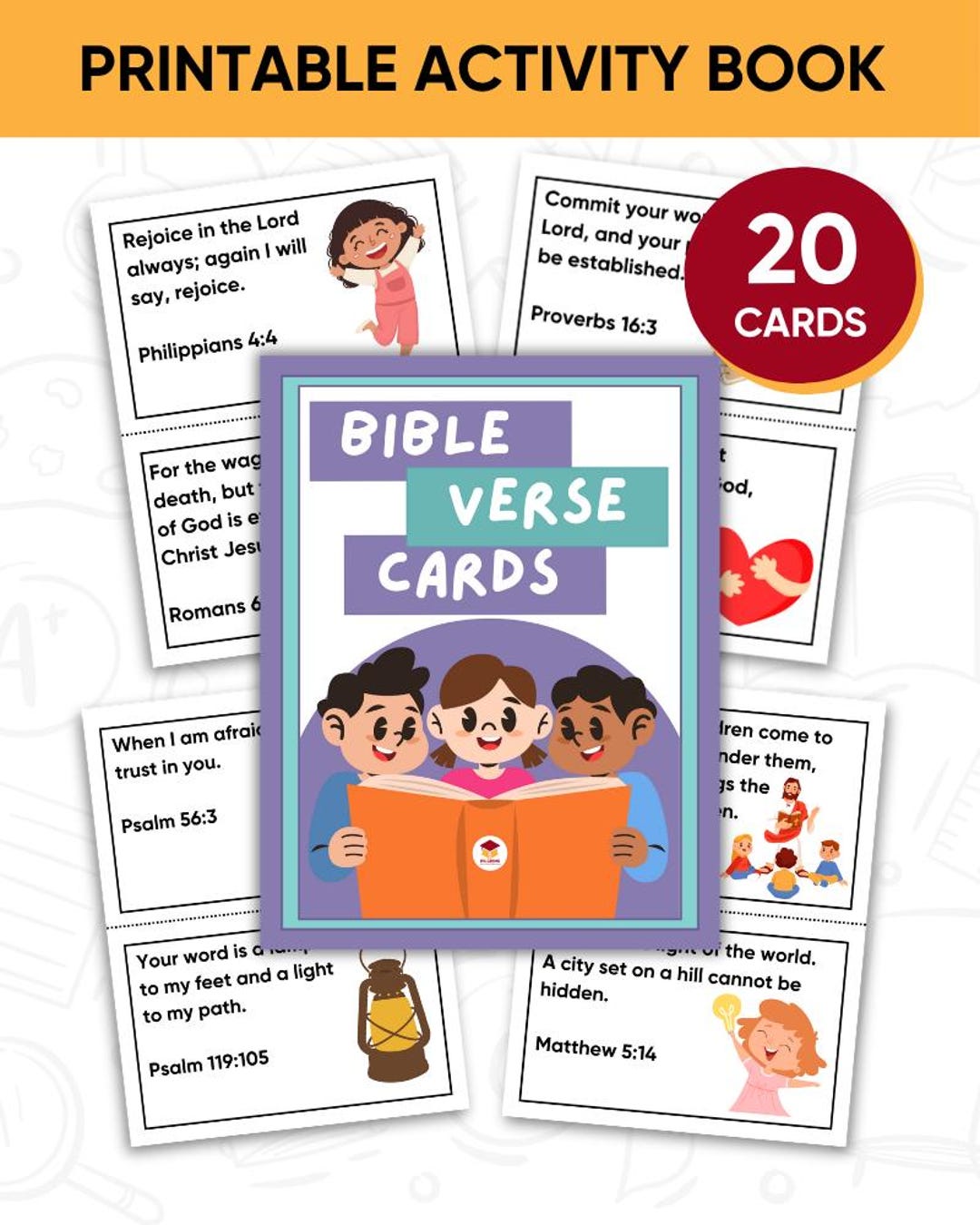 Bible Verse Flash Cards for Kids Sunday School Classes Printable ...