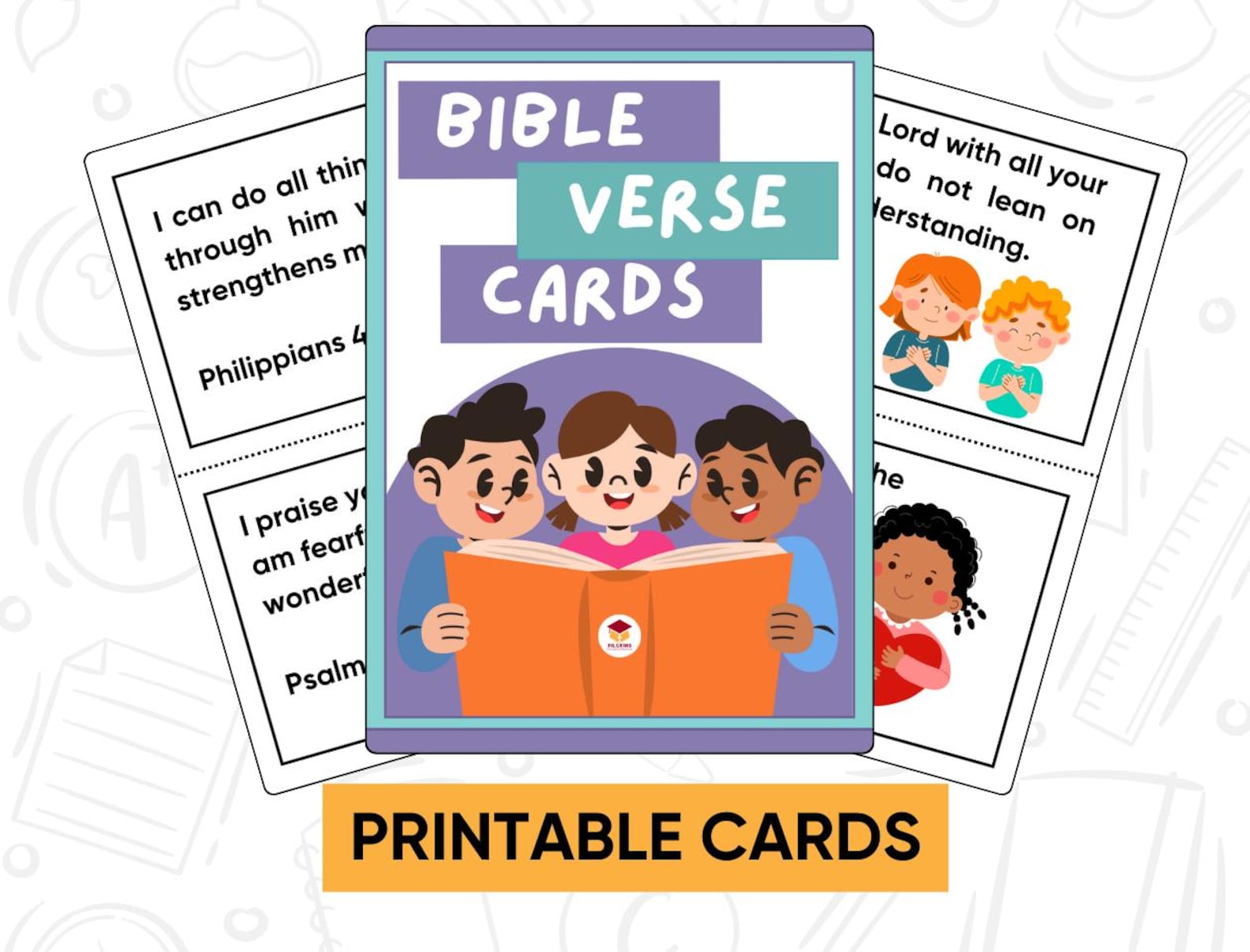 Bible Verse Flashcards for Kids Preschool Printables Kids' Church Bible ...