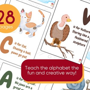 Animal Alphabet Poems Kids Alphabet Cards Animal ABC Kids Short Poems ...