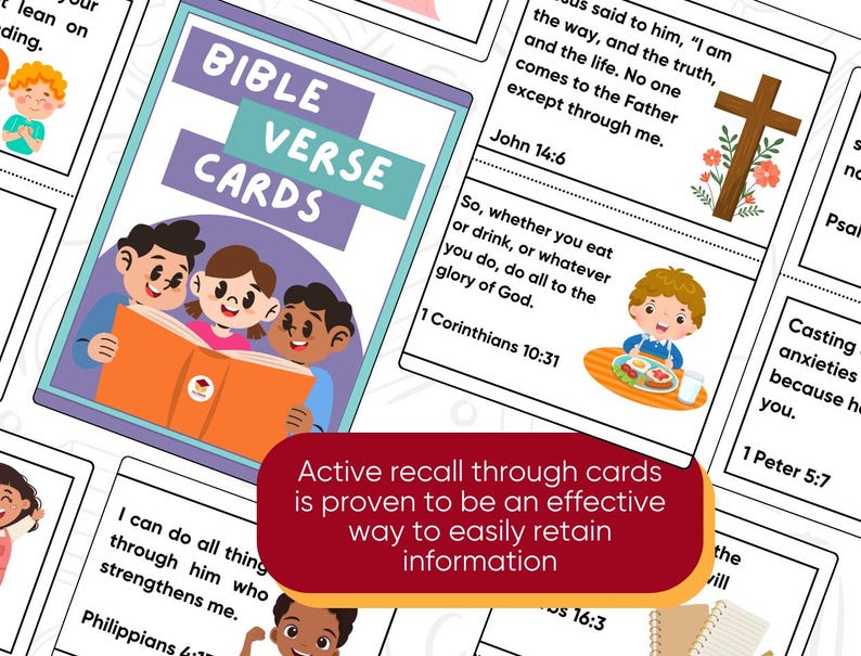 Bible Verse Flashcards for Kids Preschool Printables Kids' Church Bible ...