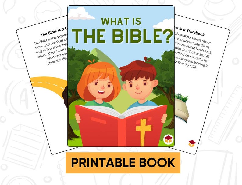 Kids Bible Book Children Printable Book Bible Sunday School Storybook ...