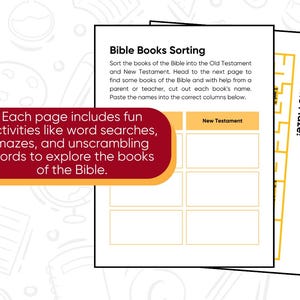 Kids Bible Books Activity for Kids Sunday School Bible Worksheets Old ...
