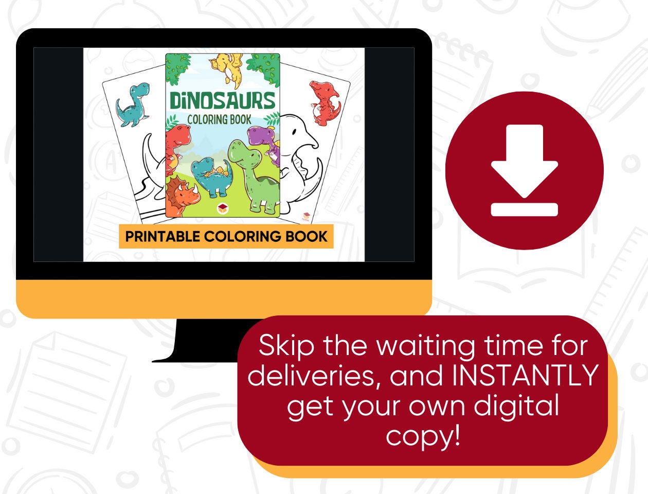 FREEBIE INSIDE Dinosaurs Printable Coloring Book for Kids Get a Free ...