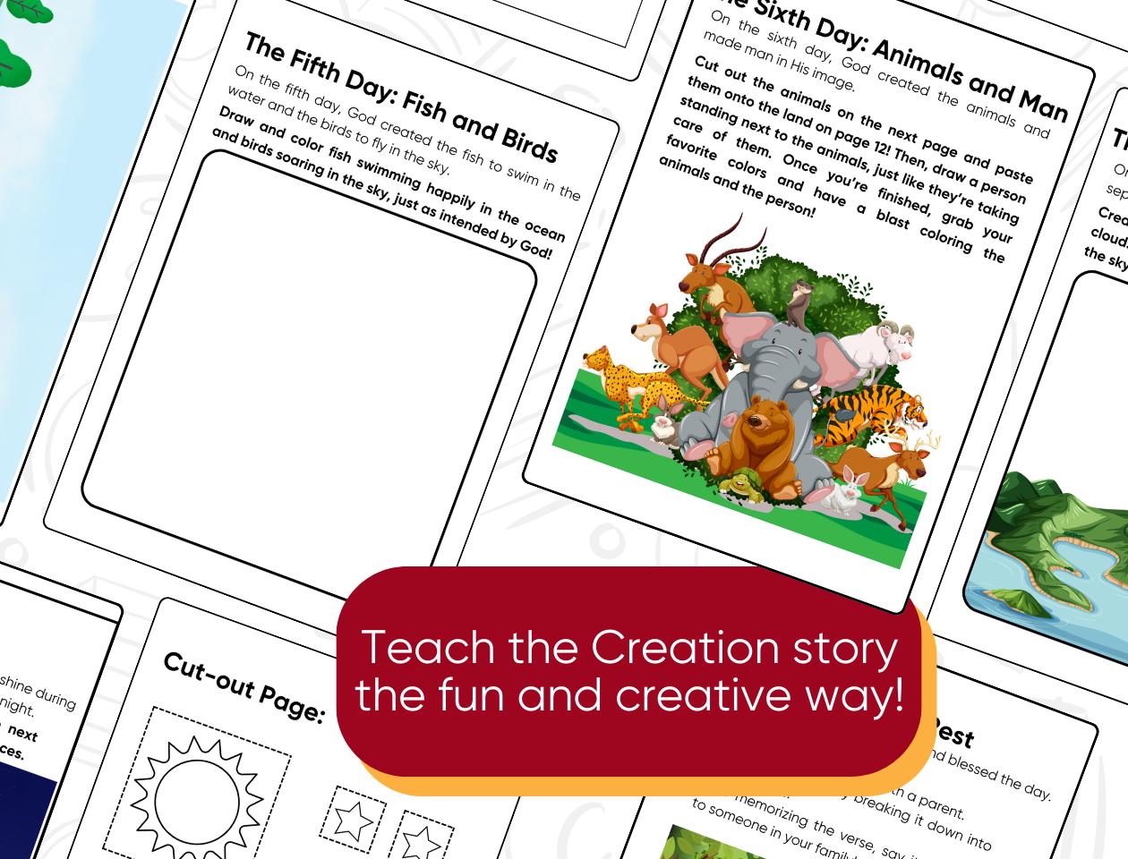 Bible Kids Activity Book God's Creation Story Children Worksheets ...
