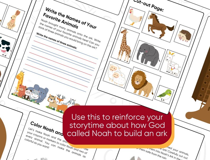 Build Noah's Ark Printable Activity Sheets for Kids Prek Printables ...
