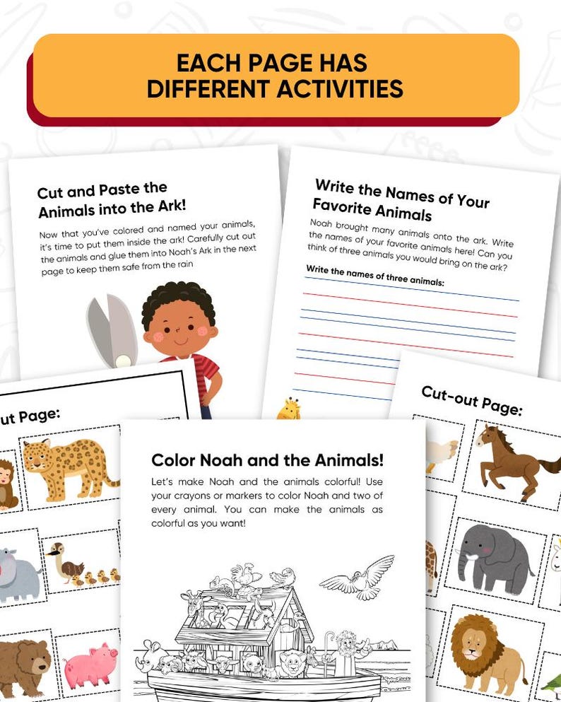 Kids Printable Noahs Ark Busy Book Childrens Sunday School Crafts Kids ...