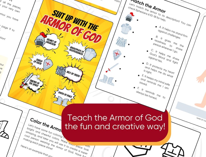 Kids Bible Worksheets Armor of God Activity Sunday School Kids Armor ...