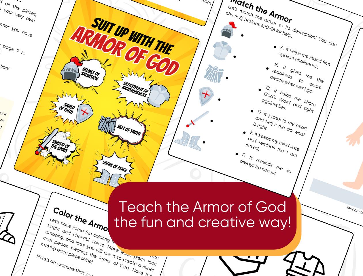Kids Bible Worksheets Armor of God Activity Sunday School Kids Armor ...