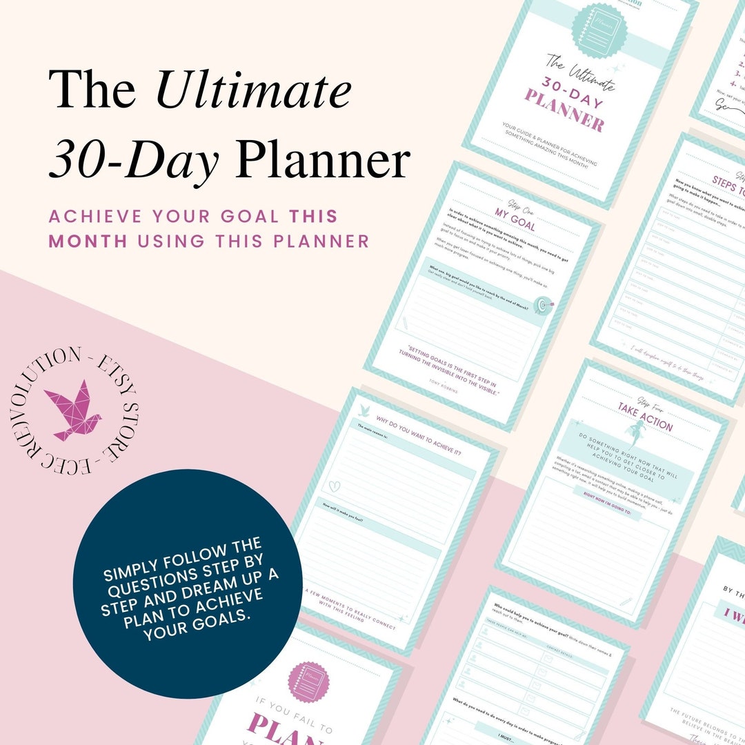 The Ultimate 30-day Planner, Goal Planner, Printable Digital Download ...