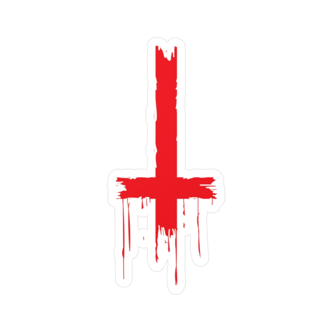 Upside Down Inverted Cross Sticker, Satanist Sticker, Occult Satanic ...
