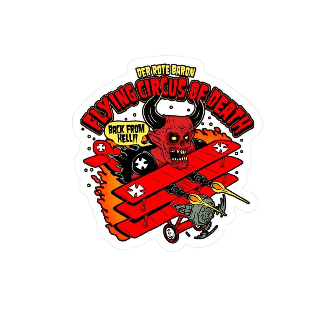 The Red Baron Flying Circus of Death Sticker, Demon Horror Sticker - Etsy