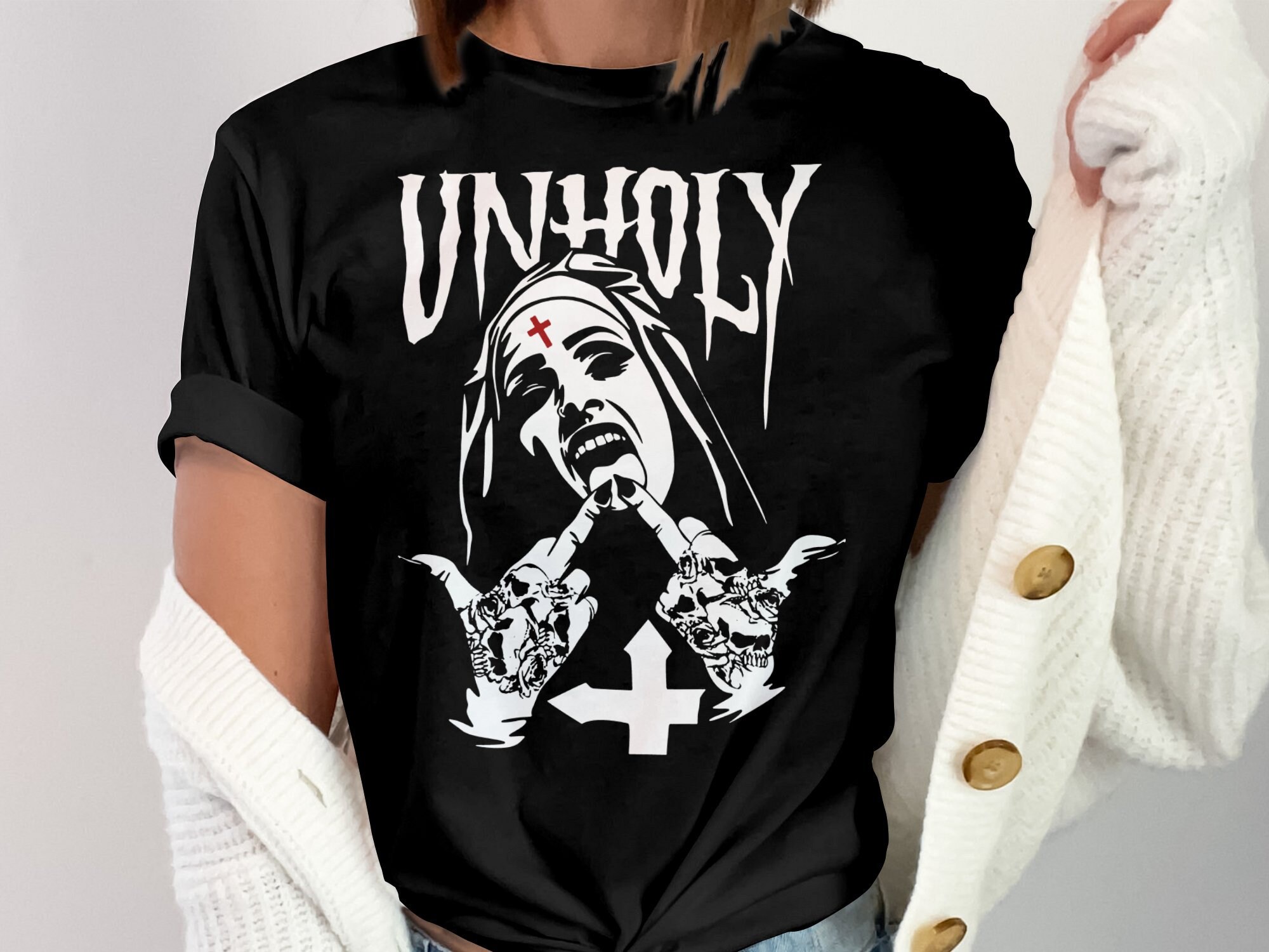 Funny Horror Unholy Nun Unholy Nun Unisex T-shirt - Etsy