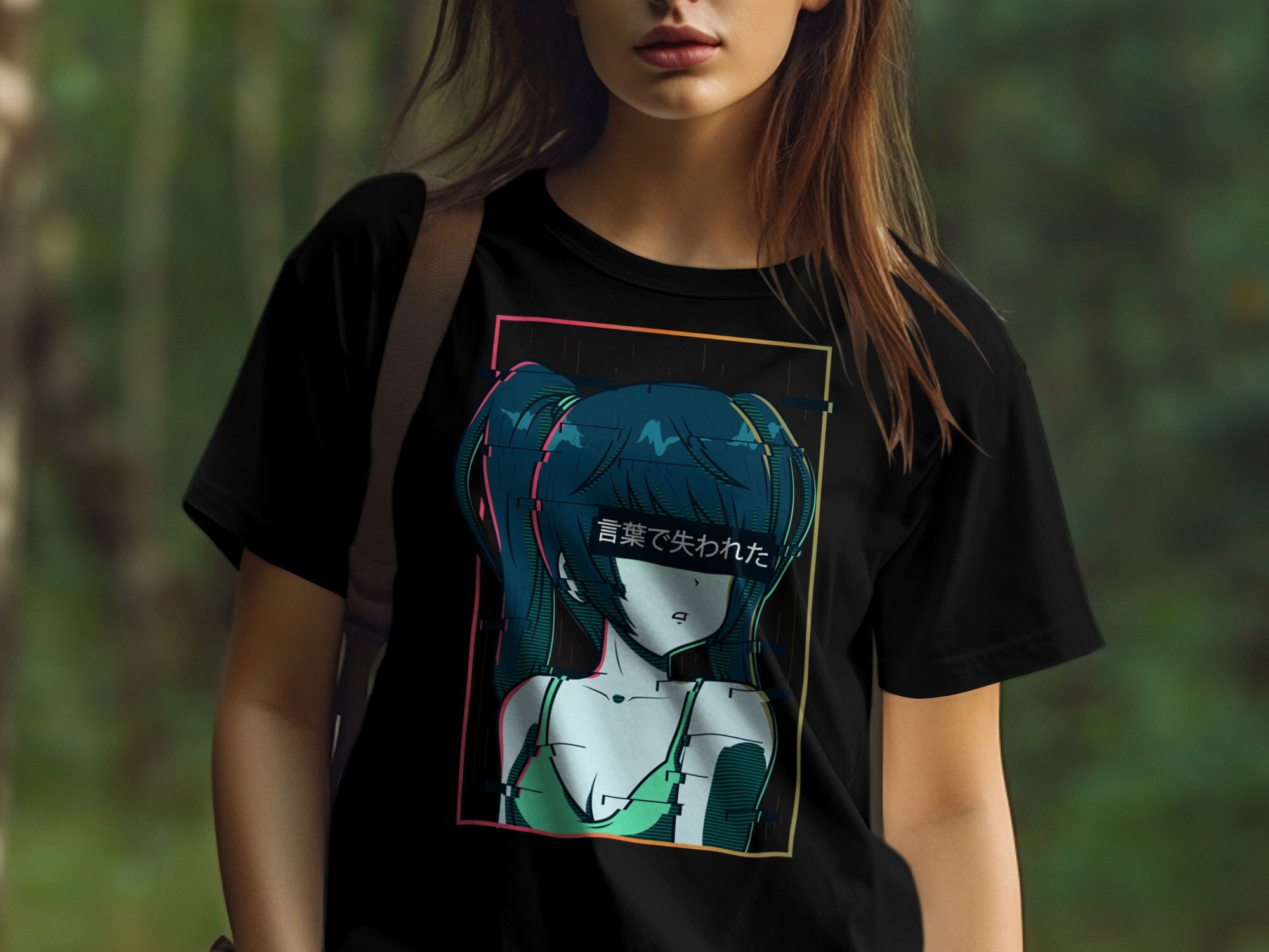 Aesthetic Vaporwave Shy Waifu Anime Girl T-shirt, Cool Fashion, Sad ...