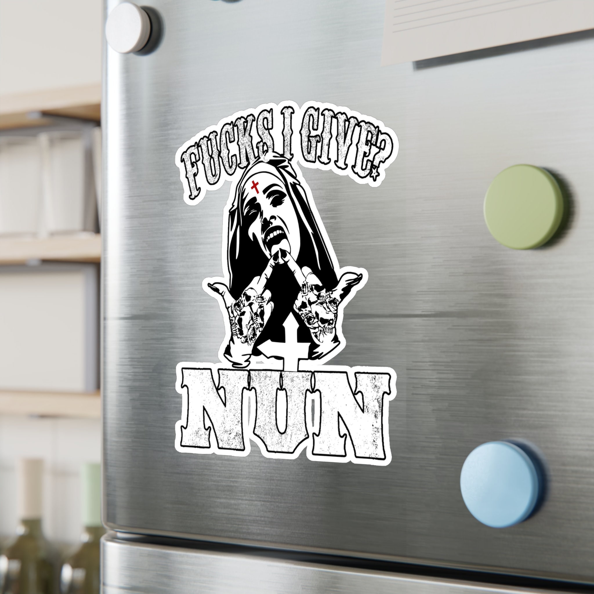 Unholy Nun Zero Fucks Given Nun Fuck Sticker Funny Sarcastic T Goth Decor Witch Aesthetic