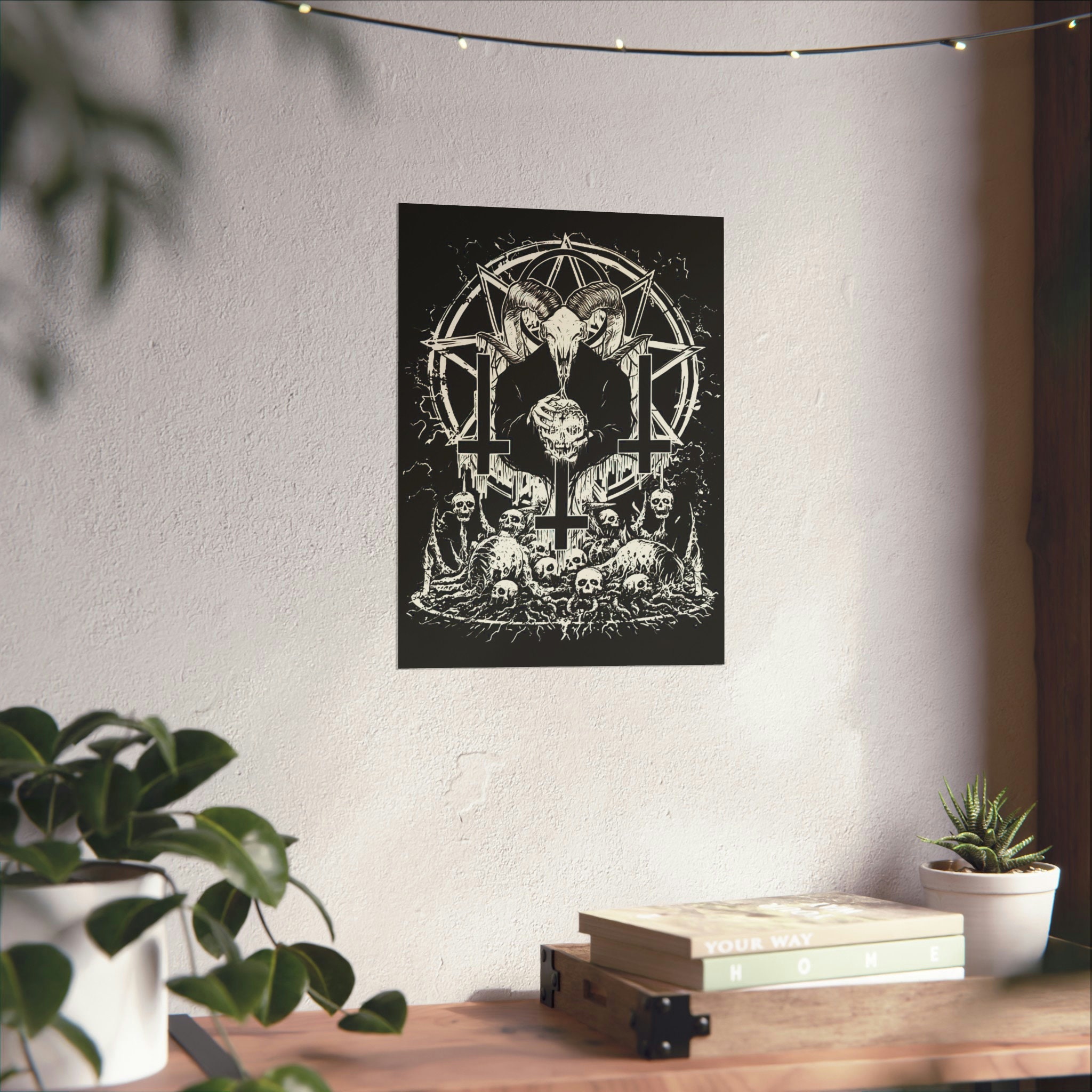 Dark Fantasy Poster, Skeleton and Satan Poster, Goat Poster, Satanic ...