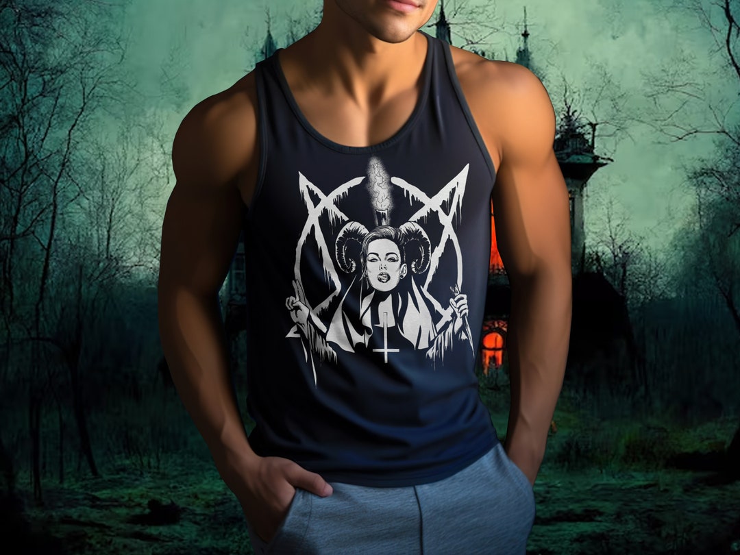 Nun Goat Unisex Tank, Occult Satan 666 Sexy Nun Girl Productor Tank ...