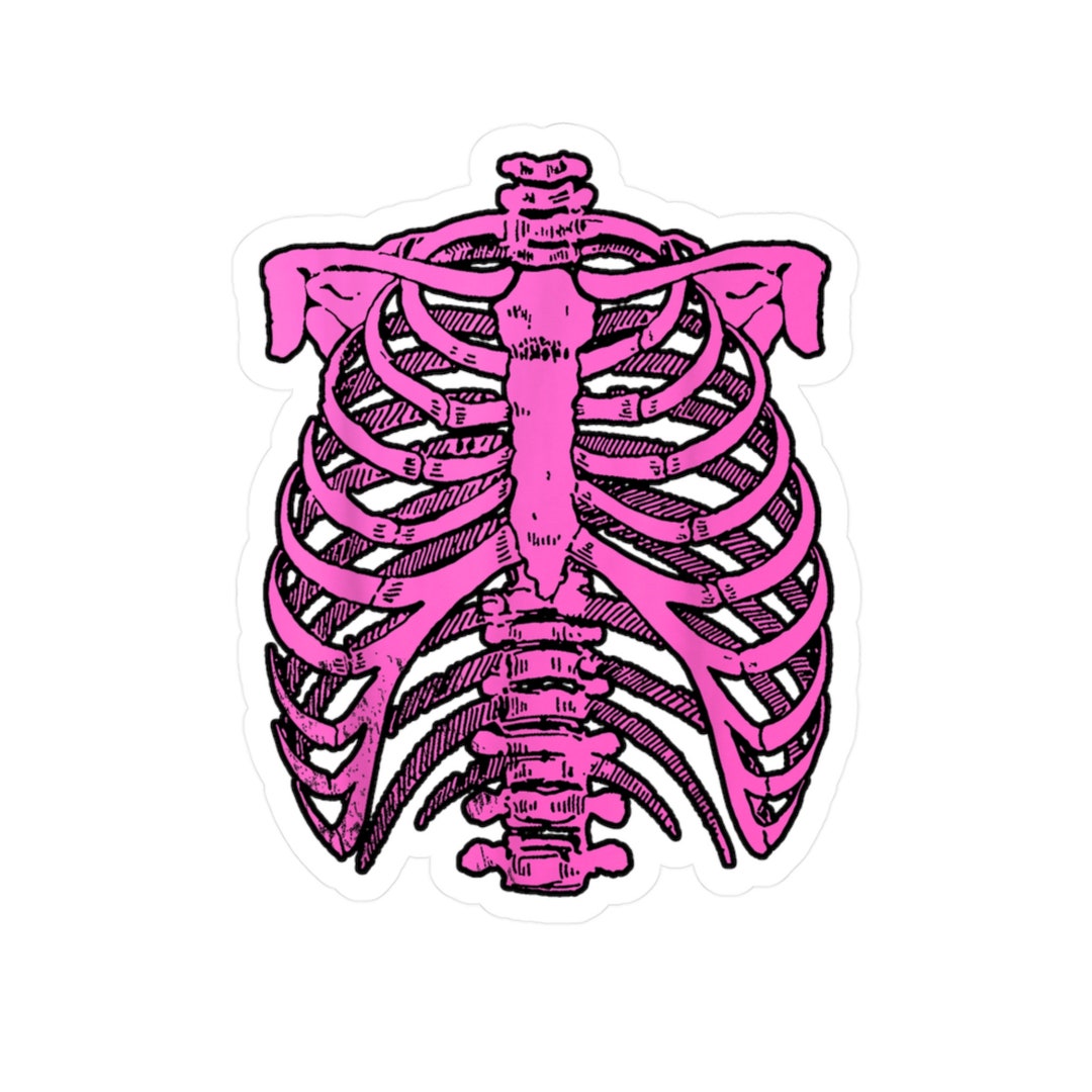 Halloween Pastel Pink Skeleton Rib Cage Sticker - Etsy