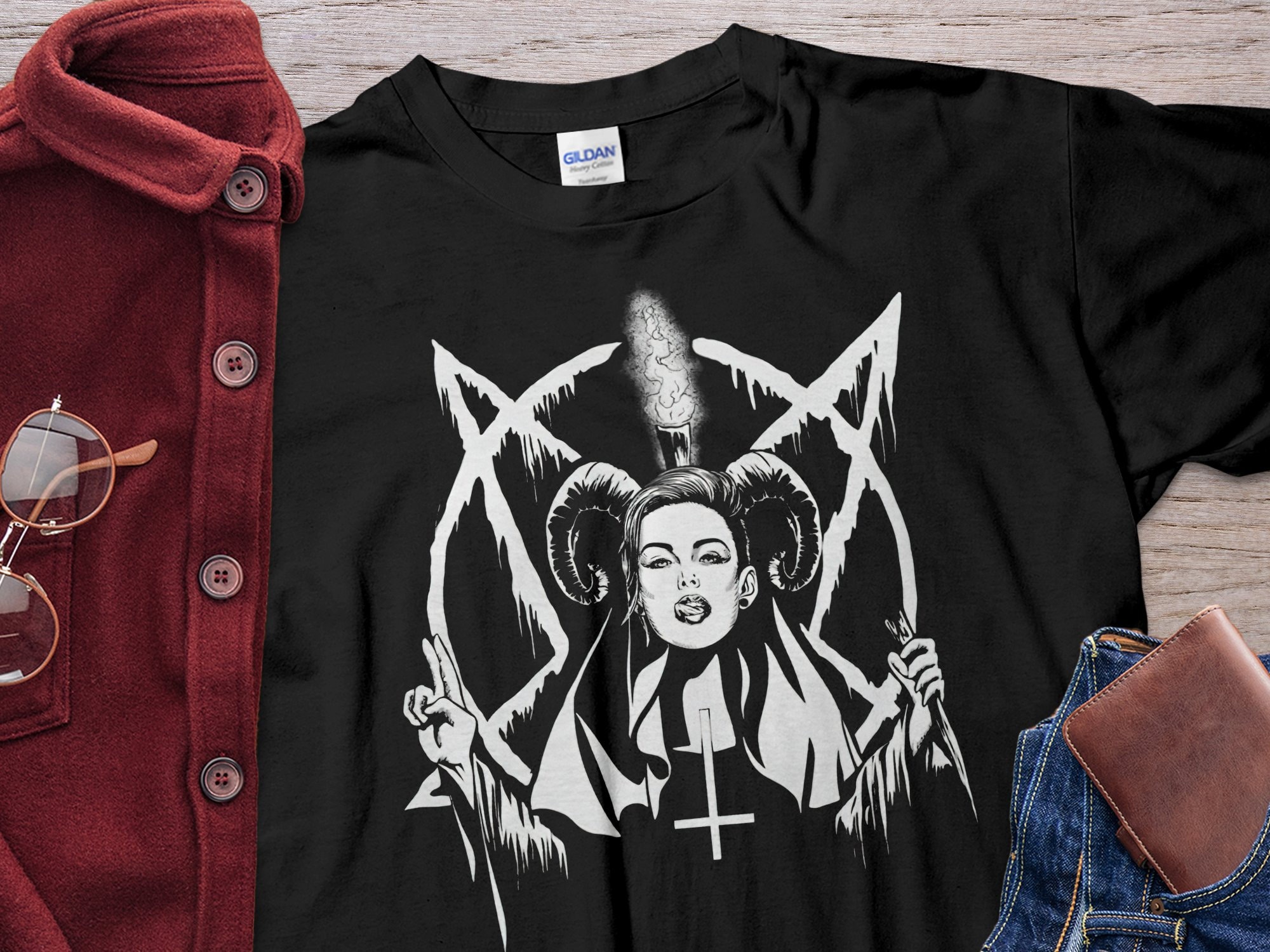 Occult Satan 666 Sexy Nun Girl Productor Tshirt Unholy Nun - Etsy