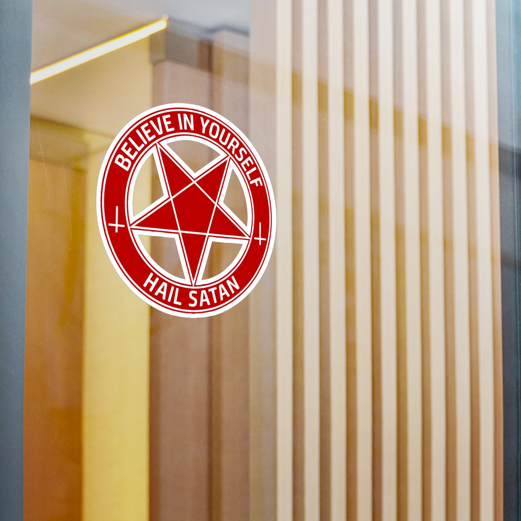 Believe in Yourself Hail Satan Sticker, Satanic Pentagram Sticker ...