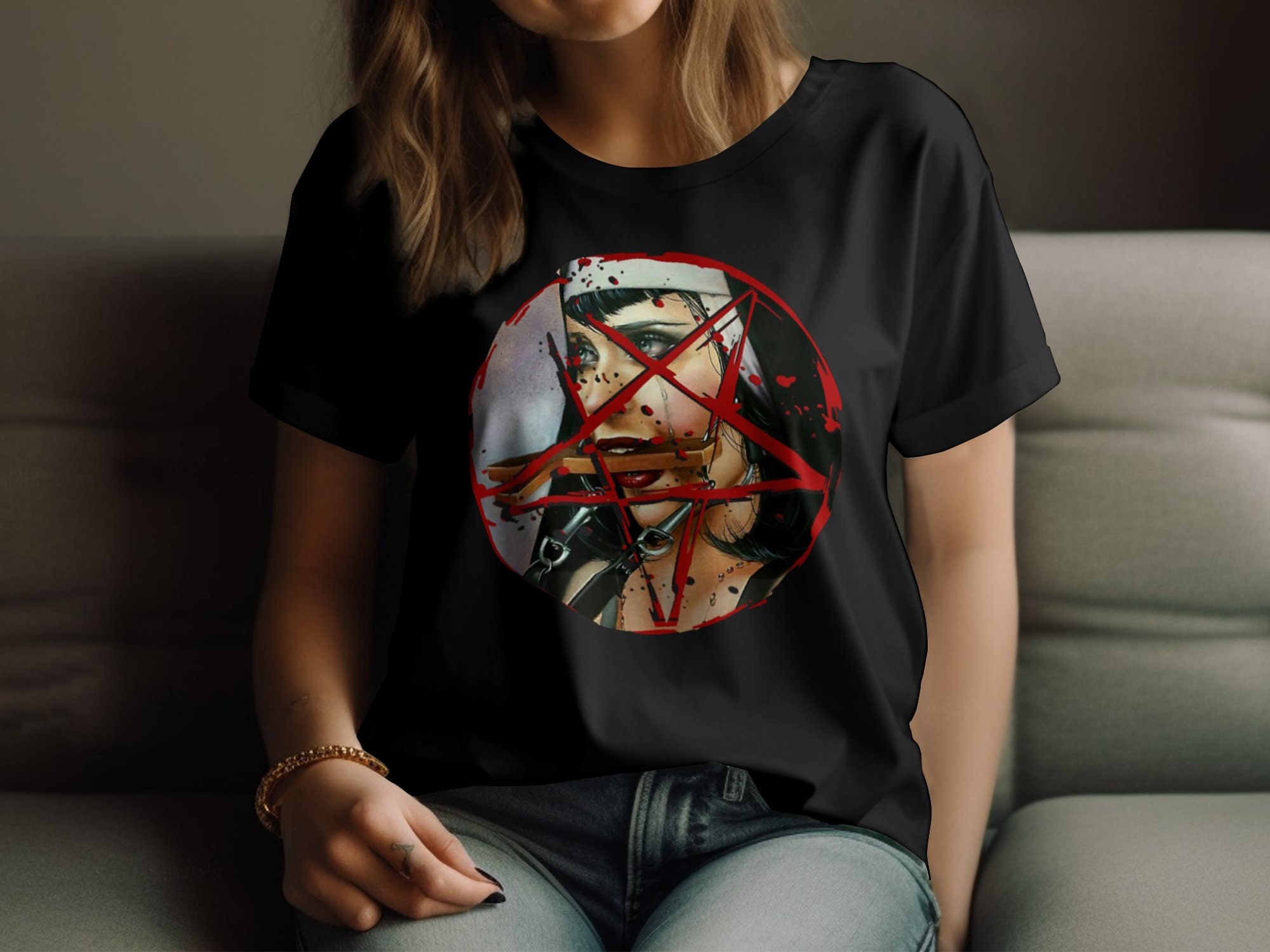 Satanic Blood Gagged Nun Unholy Nun Shirt Unisex T-shirt - Etsy