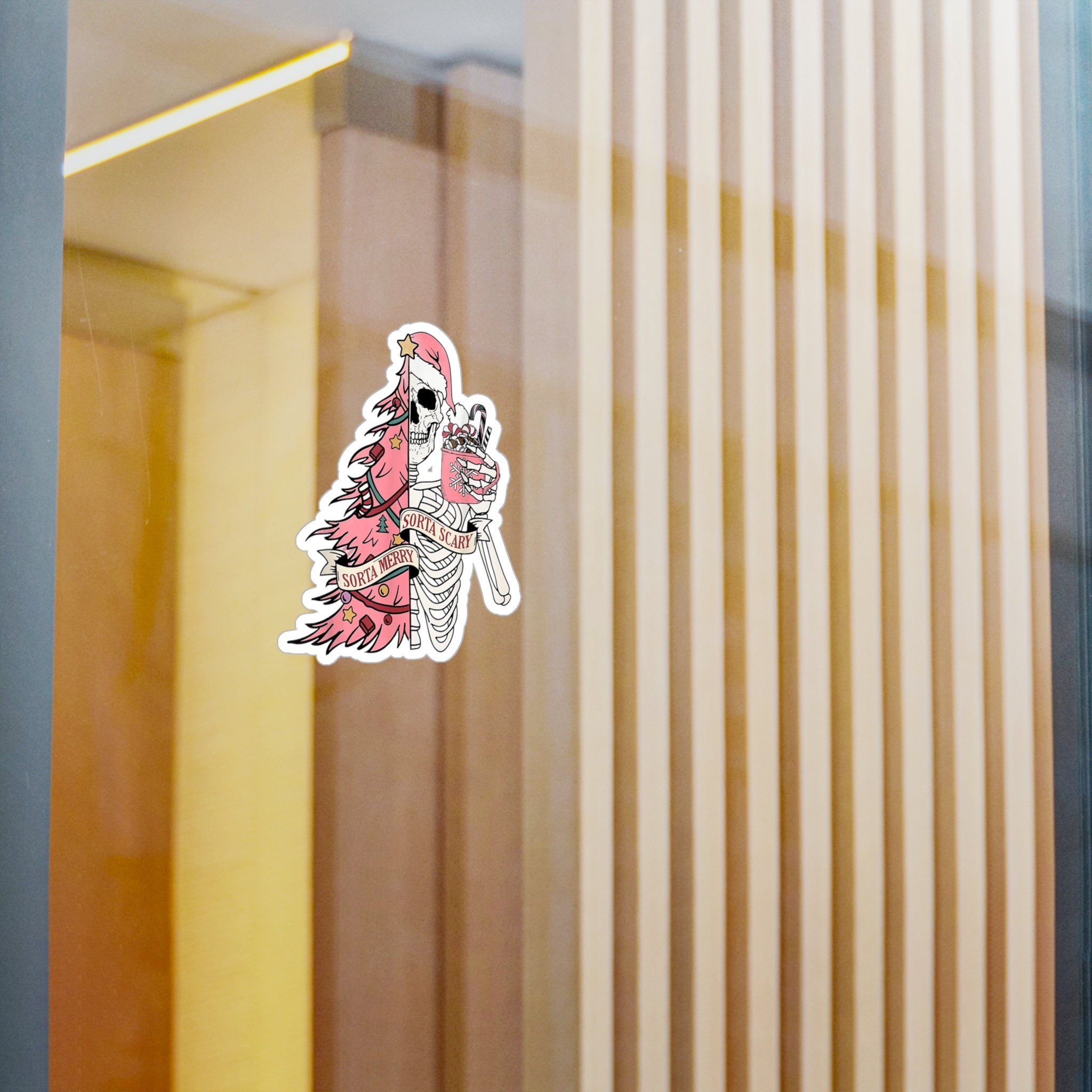 Sorta Merry Sorta Scary Sticker, Funny Christmas Skeleton Sticker ...