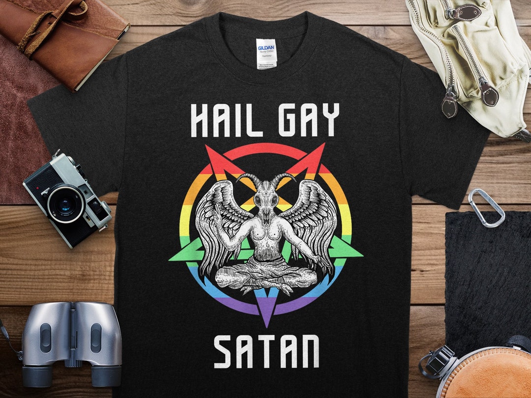 Funny Hail Gay Satan LGBT Goth Gay Pride Baphomet T-shirt, Lgbtq Punk ...