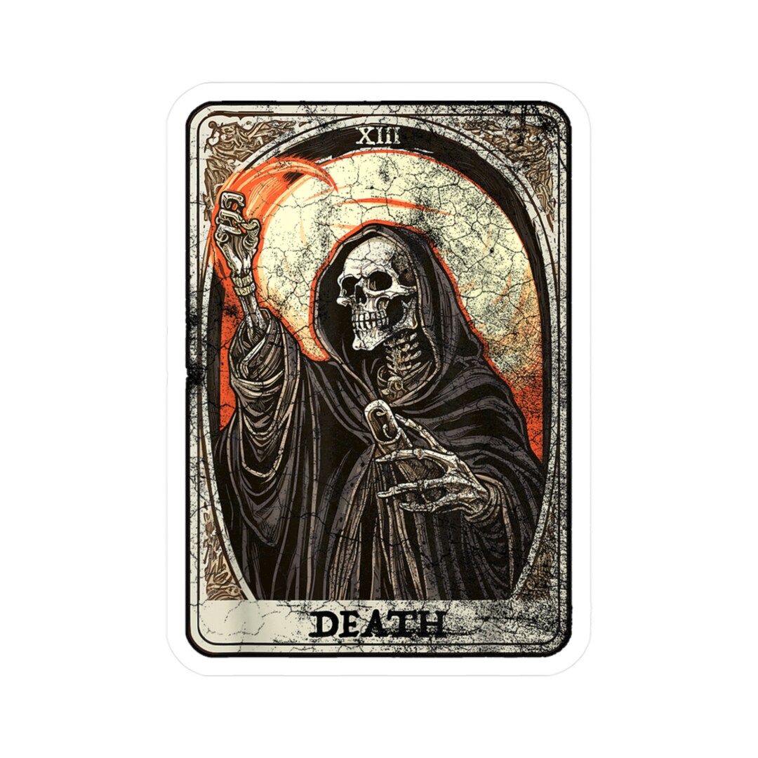 Vintage Death Tarot Card Grim Reaper Occult Satanic Horror Sticker ...