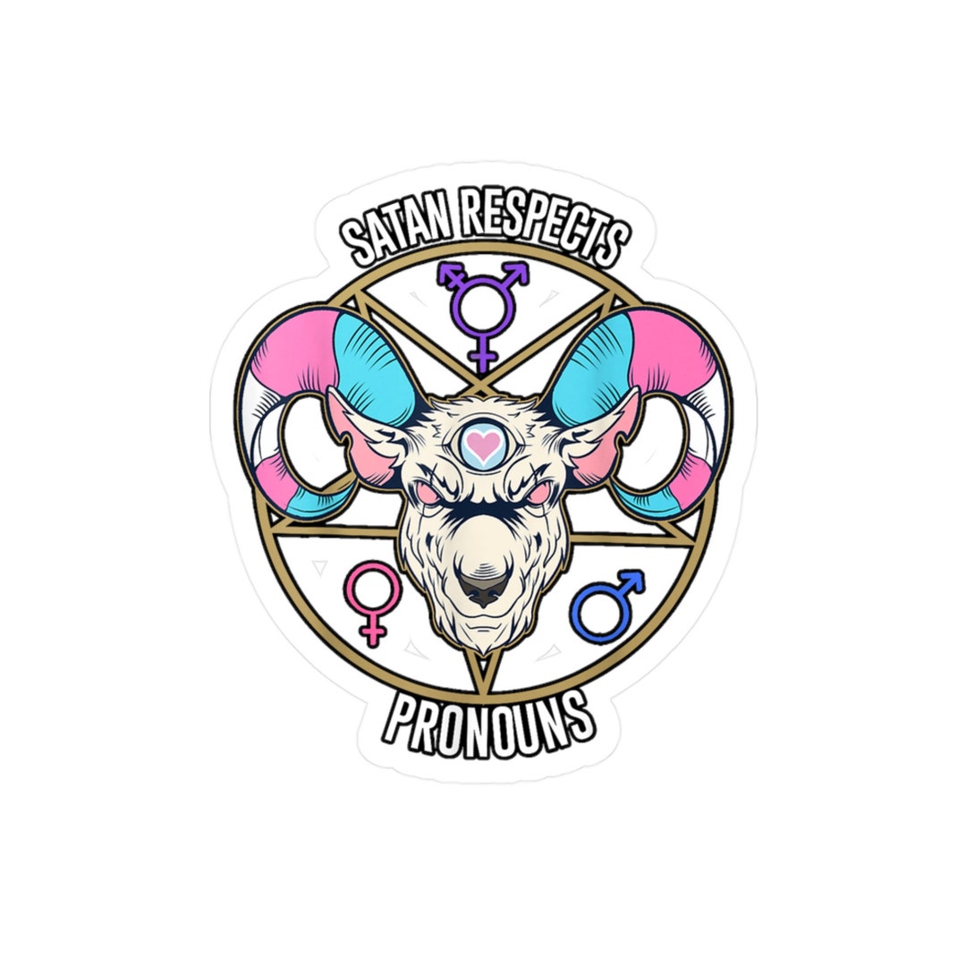 Satan Respects Sticker, Pronouns Trans Flag Sticker, Transgender ...