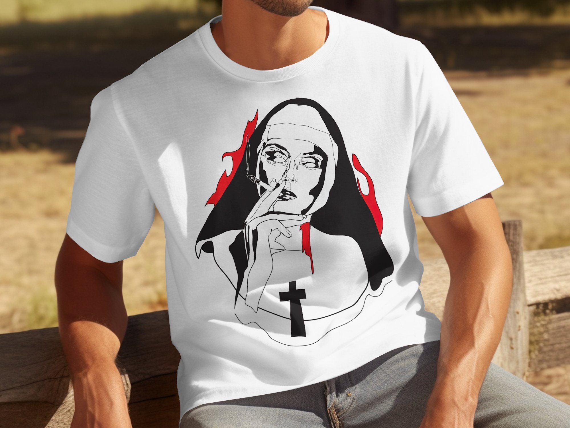 Unholy Nun Smoking Nun Break the Habit Unholy Nun Shirt Unisex T-shirt ...