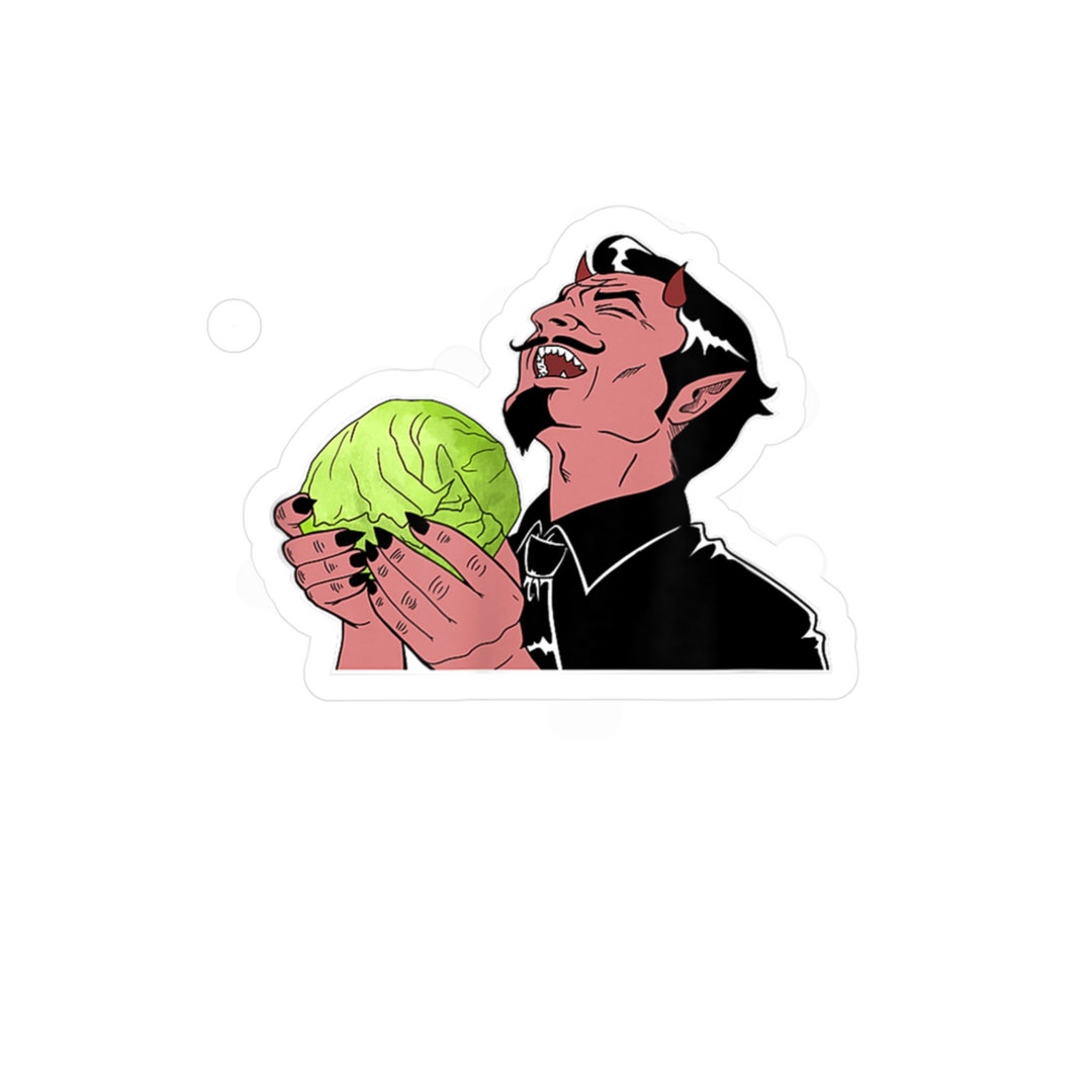 Funny Devil's Cabbage Sticker, Satan Weed Humor Sticker, Sinner Lettuce ...