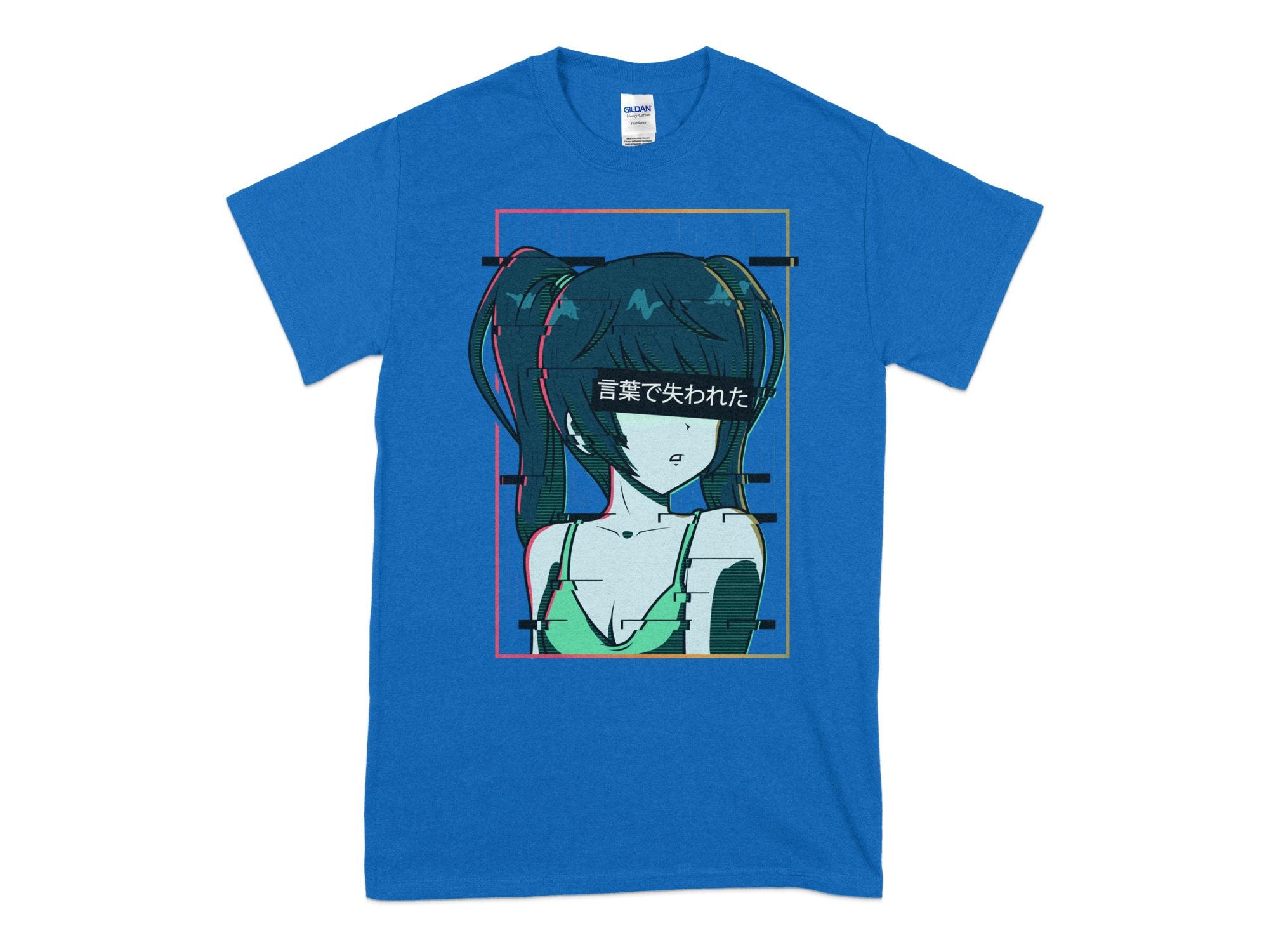 Aesthetic Vaporwave Shy Waifu Anime Girl T-shirt, Cool Fashion, Sad ...