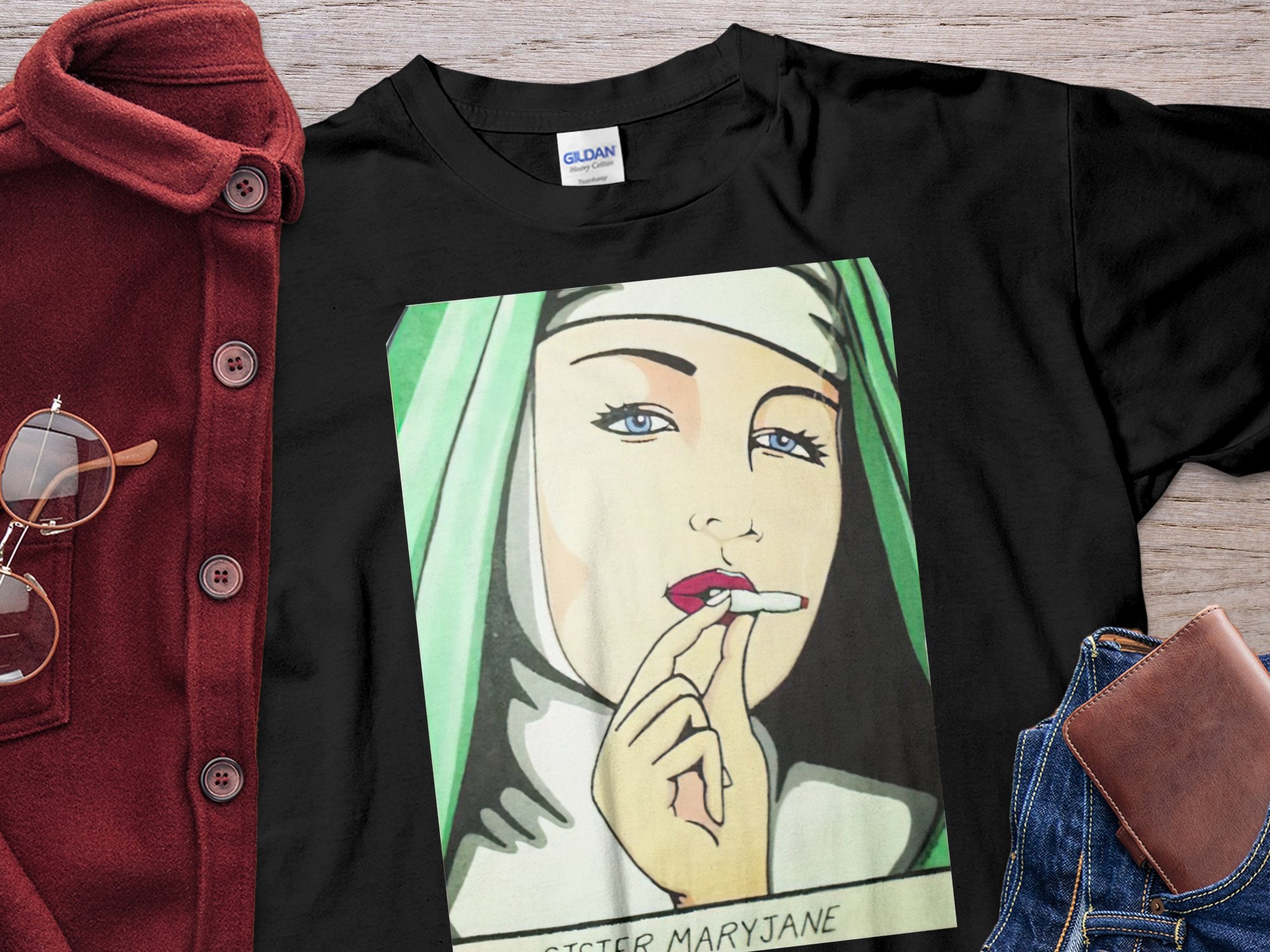 Bless Nun Smoking Sister Maryjane Unholy Nun Unisex T-shirt - Etsy