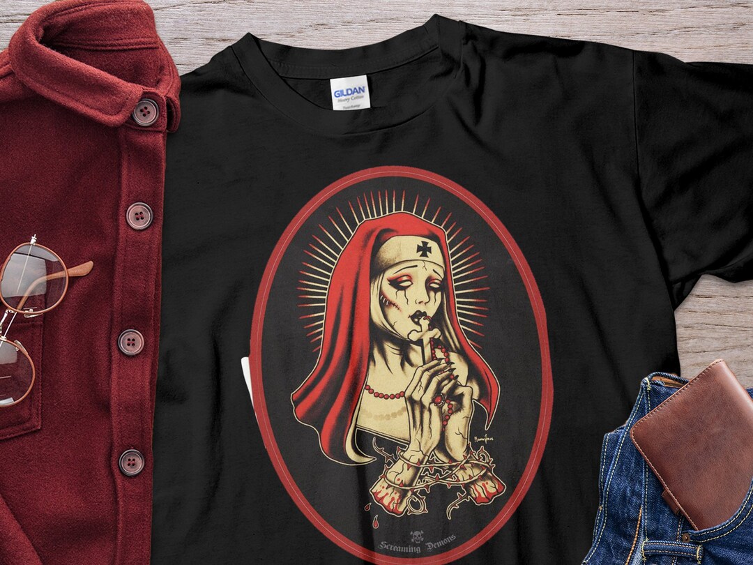 Dark Religious Zombie Nun Blood Crucifix Tattoo Rosary Unholy Nun ...