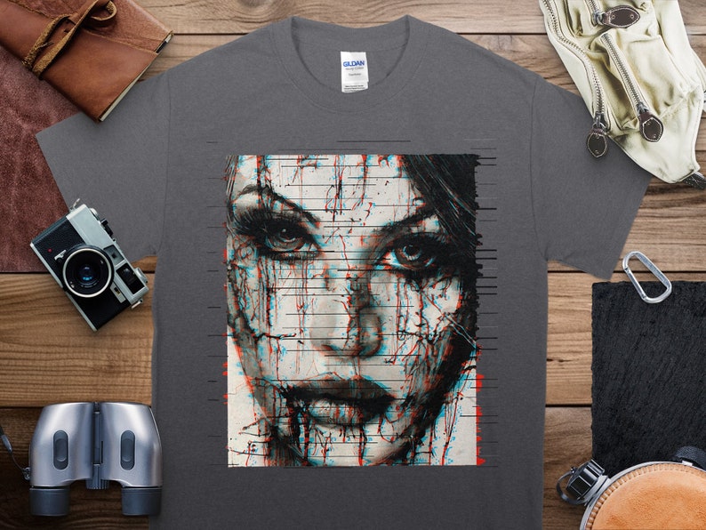 Girl Looking Out Tee Goth Aesthetic Grunge Occult Emo Glitch Art T ...