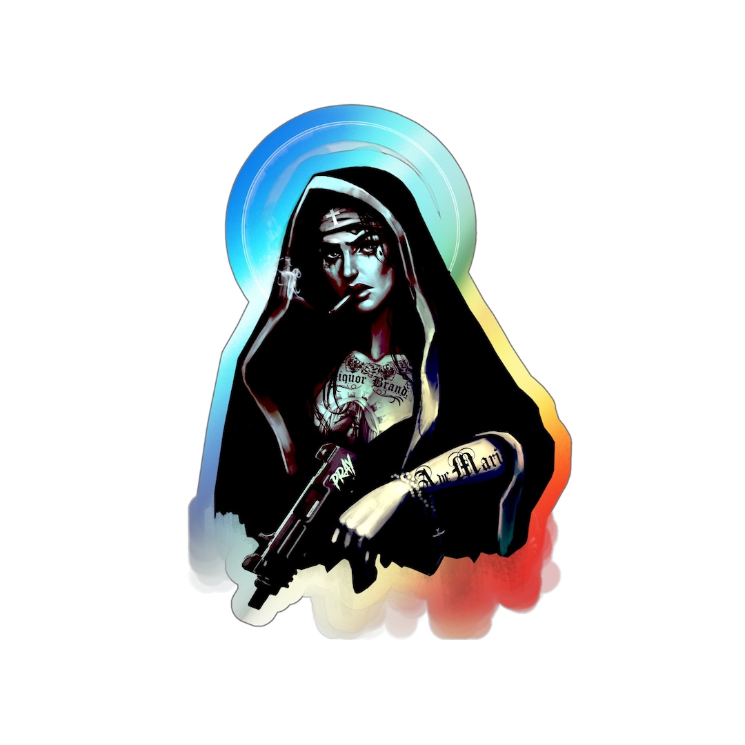 Satanic Nun Tattoos Unholy Art Holographic Stickers - Etsy