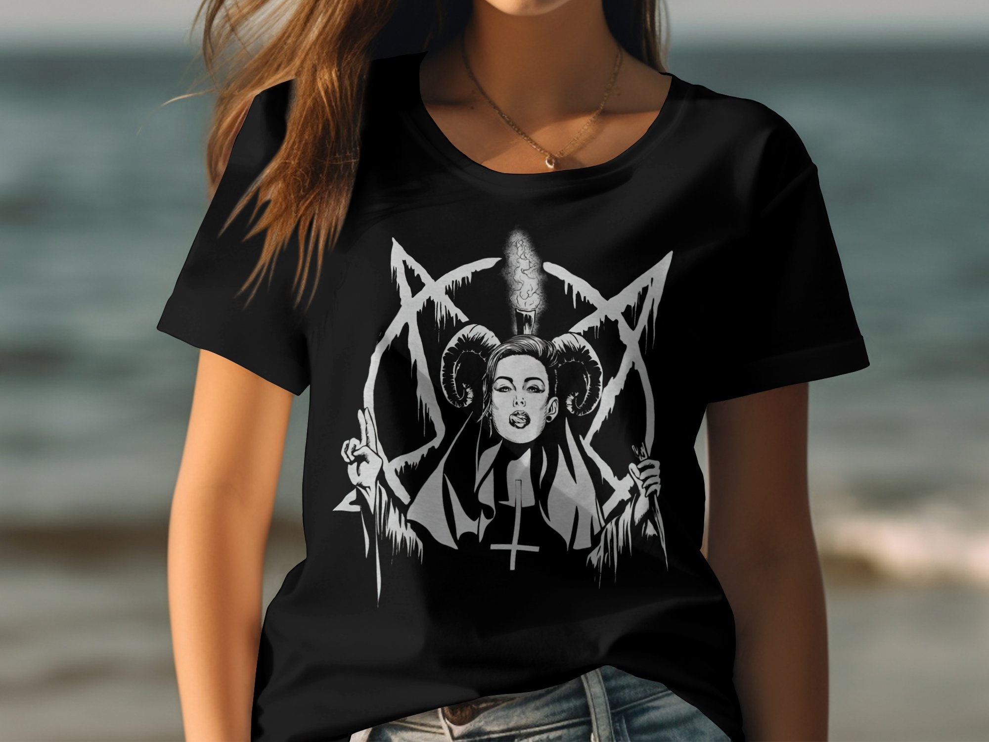 Occult Satan 666 Sexy Nun Girl Productor Tshirt Unholy Nun - Etsy