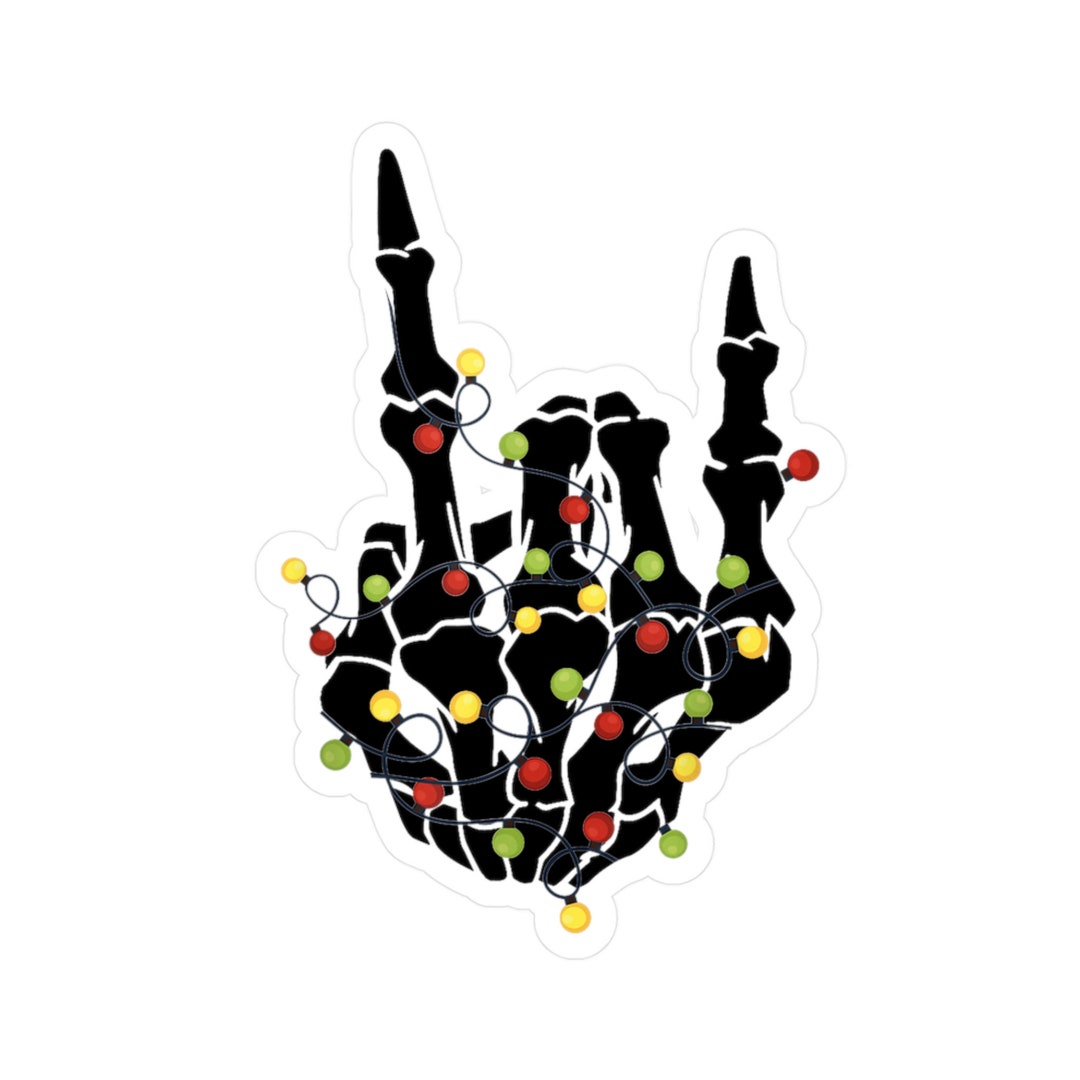 Funny Skeleton Hand Sticker, Christmas Lights Sticker, Family Matching ...