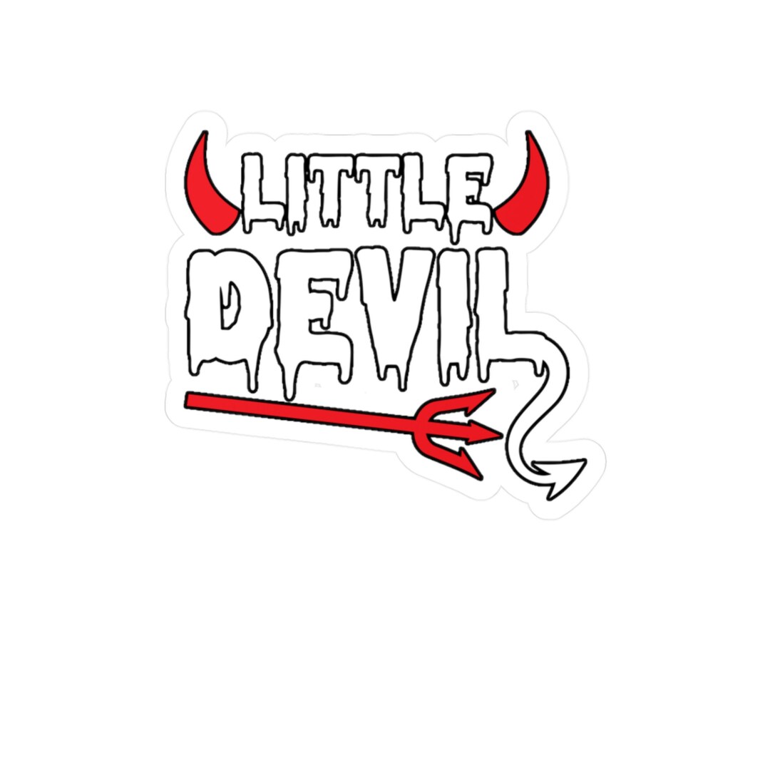 Little Devil Sticker, Trident Spear Devil Horns Sticker, Halloween ...